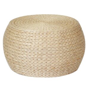 baluue round pouf ottoman 12.2" patio pouf ottoman, natural jute woven boho foot rest stool, hand woven natural seagrass rattan indoor outdoor patio seat