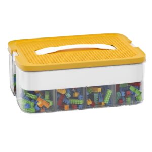 poshige stackable toys organizer storage case, stackable storage container with 16 big compartments, storage box compatible with lego storage organizer, calico critter, hot wheels, mini action figures