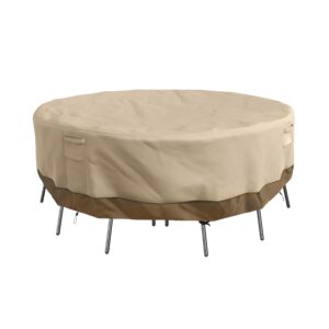 pure garden round outdoor table cover - 94in heavy-duty 600d polyester canvas with uv 50+ and waterproof backing - patio furniture covers (beige)