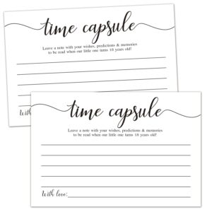 krucvojo 50 time capsule cards for 1st birthday or baby shower game activity,advice and wishes cards,and anniversary card for baby shower party supplies.