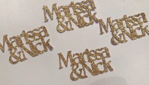 100 pieces personalized initial any name confettis with 2 names glitter table scatter bridal showers engagement parties weddings anniversarys supplies customization parties birthday partybaby shower