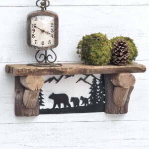 black forest decor pine ridge bears wall shelf