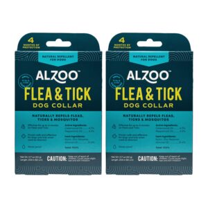 alzoo flea & tick dog collar, helps repel fleas, ticks & mosquitoes, 100% plant-based active ingredients, phthalates and pvc free, up to 4 months protection, for small dogs: 15 lbs & under, pack of 2