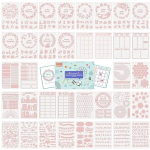 midenco 36pcs bullet journal stencils templates set (5.1 * 7.9 inch) - bullet journals accessories/supplies kit - journal stencils for bullet journaling - planner stencils for a5 dotted journal