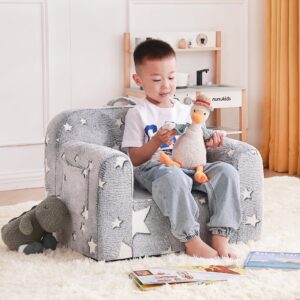 tiita kids foam chair, star - children sofa with armrest, lightweight, portable, removable cover, side pockets, special design for girl or boy