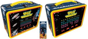 aquarius space invaders fun tin storage box, 8.6 x 6.8 x 3.9