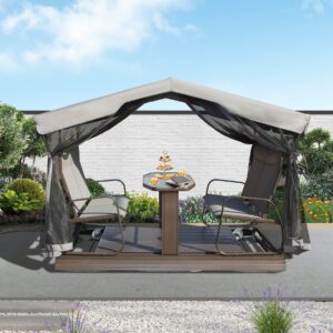 domi 4-seat outdoor glider benches with canopy, retro metal glider chair with aluminum frame, patio swing chair for outside,garden,lawn