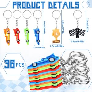 Kigeli 36 Pcs Race Car Keychain Race Car Party Favors Key Ring Decoration Silicone Keychain Reusable Race Car Birthday Party Supplies for Bridal Shower Goodie Bag Fillers Race Car Party Ornaments