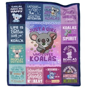 ebmdsia koala gifts blanket, koala gifts for girls boys, koala blanket for girls boys, koala soft fleece throw blanket for kids adults, koala cozy flannel plush blankets for couch 50"x60"