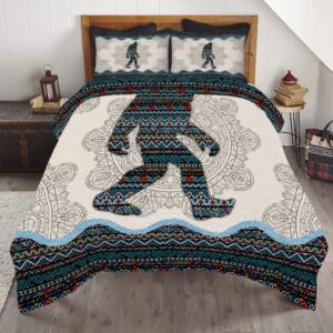 bigfoot quilt - bigfoot and pine tree quilt set - bigfoot sheet bigfoot bed set twin queen for children adult teens girls boys soft microfiber home decor