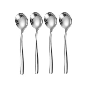 siaiqiang large round soup spoons,4 pack premium 18/8 stainless steel korean spoons with long handles,7.9''long tablespoon,asian soup spoon serves of coffee,desserts,salads(silver)