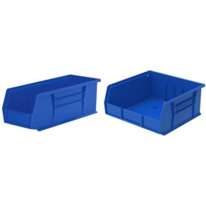 akro-mils plastic hanging stackable storage bins bundle - blue (12-pack + 6-pack)