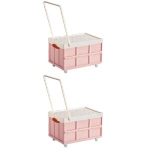 doitool 2pcs collapsible milk crates stackable utility crates stackable crates moving bins with lids utility cart outdoor toys foldable crate shopping plastic folding basket camping