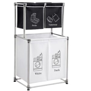 stqcpj laundry sorter, divided dirty clothes laundry hamper, vertical laundry sorter, laundry basket organizer with 4 removable bags. perfect for organizing laundry room essentials