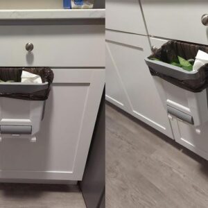 Hanging Kitchen Trash Can 2.4 Gallon White Plastic Collapsible Bin Wall Mounted for Cabinet Door, Perfect for Organizing Small Spaces in Your Home - Hang in Kitchen, Car, Bedroom, or Bathroom!