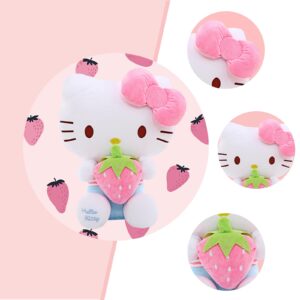 Kitty Plush Toys,Kawaii Cartoon Kitty Plush Doll Stuffed Animals Toy,Cute Kitty Cat Soft Plush Pillow Birthday Gifts for Girls (Strawberry)