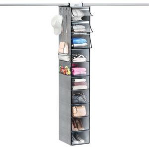 doiown hanging closet organizer and storage: upgraded 10 shelf closet hanging organizer with clear cover,hanging closet shelves,hanging shelves for closet