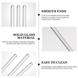 10Pcs Glass Stirring Rod 5.9" Length Stir Rod Mixing Tools with Both Ends Round, High Temperature Resistant