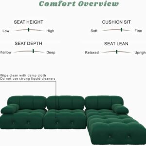 BOKIFOL Sectional Sofa, Modular Sectional Couch with Ottomans- L Shaped Couch for Living Room, 4 Seater Sofa Sets,104"(Green)