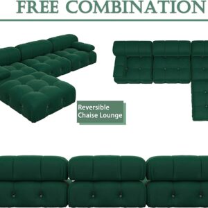 BOKIFOL Sectional Sofa, Modular Sectional Couch with Ottomans- L Shaped Couch for Living Room, 4 Seater Sofa Sets,104"(Green)