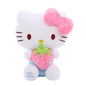 kitty plush toys,kawaii cartoon kitty plush doll stuffed animals toy,cute kitty cat soft plush pillow birthday gifts for girls (strawberry)