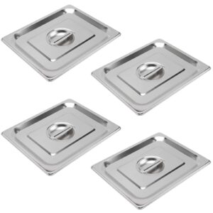 japchet 4 pack 1/2 size stainless steel steam table lid, steam table pan lids with handle hotel pan cover for kitchen, hotel, restaurant and party, silver