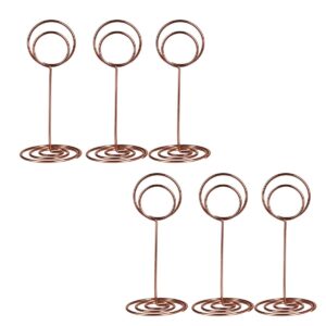 table number holders, simple table sign stand place card holder, delicate table name card holder, reusable table picture memo note holder for wedding birthday party restaurant (6pcs, rose gold)