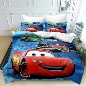 sspent quilt duvet cover lightning set comforter cover mcqueen 3 pieces bedding printed quilt cover set with pillow cases easy care and soft hand feel