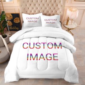 custom comforter set with photos personalized customized picture bedding sets for boys girls (1 comforter and 2 pillowcases)