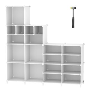 awtatos cube storage organizer closet storage 12 cube shelves, large and small cubes, diy portable closet clothes storage shelfs for home, bedroom, white