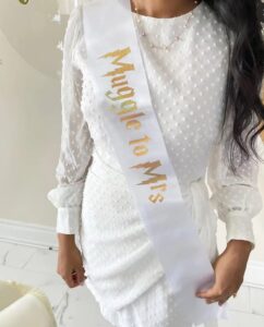 muggle to mrs sash, bride to be sash,from muggle to mrs, bridal shower, bachelorette party decor, gold glitter