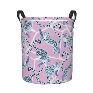 fehuew snow leopard trendy colored collapsible laundry basket with handle waterproof hamper storage organizer large bins for dirty clothes,toys