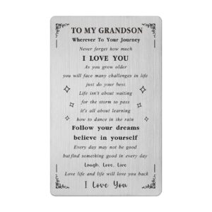 suoegigs grandson wallet card, to my grandson gifts from grandma, i love you grandson birthday card, inspirational gifts christmas graduation coming of age gifts for grandson