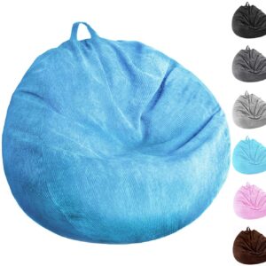 stuffed animal storage bean bag chair cover (no filler) washable ultra soft corduroy bean bag cover for organizing plush toys or textile, sack bean bag for adults, teens