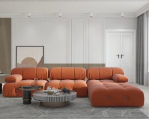 bokifol sectional sofa, modular sectional couch with ottomans- l shaped couch for living room, 4 seater sofa sets,104"(orange)