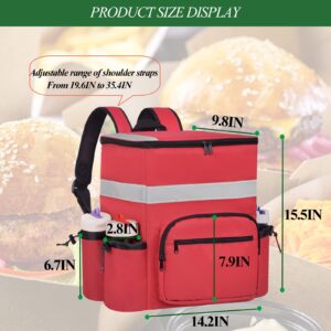 ZFZGFRCS Food Delivery Backpack Pizza Delivery Bag Insulated Delivery Bag with Cup Holders, Delivery Backpack with Support Boards for Bike Delivery, Food Delivery Bag for Carry HOT/COLD (Red)