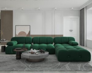 bokifol sectional sofa, modular sectional couch with ottomans- l shaped couch for living room, 4 seater sofa sets,104"(green)