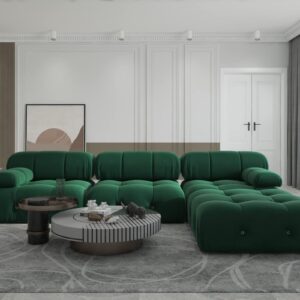 BOKIFOL Sectional Sofa, Modular Sectional Couch with Ottomans- L Shaped Couch for Living Room, 4 Seater Sofa Sets,104"(Green)