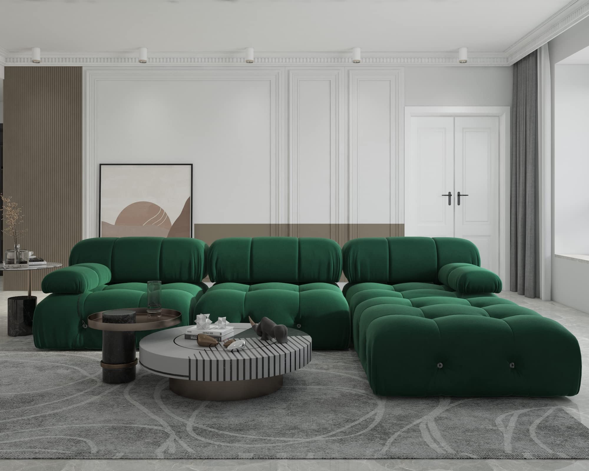 BOKIFOL Sectional Sofa, Modular Sectional Couch with Ottomans- L Shaped Couch for Living Room, 4 Seater Sofa Sets,104"(Green)