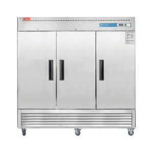 westlake 82" w commercial refrigerator 3 door 3 section stainless steel reach in solid door upright fan cooling 72 cu.ft cooler for restuarant, bar, shop, etc