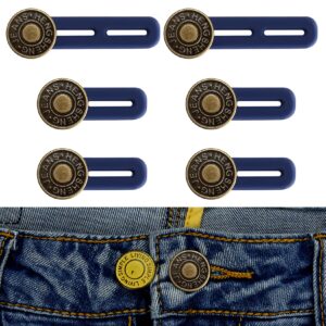 siyurongg button extenders for jeans, 6pcs pants extender button for women men, jean button extender, waist extenders, no sew instant waistband extender buttons metal silicone for jeans pants collar