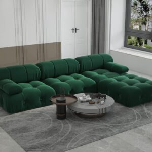 BOKIFOL Sectional Sofa, Modular Sectional Couch with Ottomans- L Shaped Couch for Living Room, 4 Seater Sofa Sets,104"(Green)