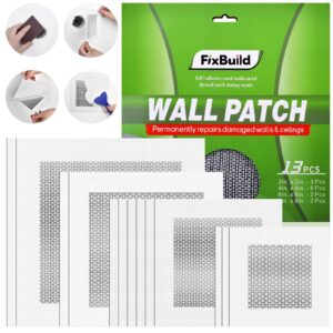 fixbuild drywall repair patch kit, 13 piece aluminum wall repair patch kit, 2/4/6/8 inch aluminum drywall patch, quick fix plaster wall