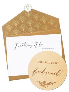 jolicoon will you be my bridesmaid wooden card with flip envelope and seal sticker - bridesmaid proposal card