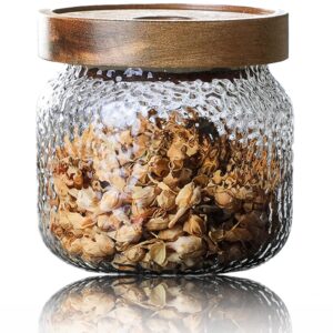 viovian 300ml(10 oz) glass jar with bamboo airtight lid glass coffee nuts canister glass storage jar anti-slip kitchen food container for sugar coffee bean candy cookie spice tea