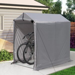 raysfung outdoor storage shed 6 x 3ft heavy duty portable storage shelter with roll-up zipper door for bike, mower, garden storage