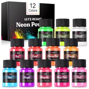 let's resin neon pigment powder,12colors fluorescent powder,10g/bottle of mica powder for epoxy resin,nail,tumblers,soap making,slime & candle,painting, and diy crafts