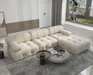 bokifol sectional sofa, modular sectional couch with ottomans- l shaped couch for living room, 4 seater sofa sets,104"(beige)