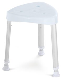 oasisspace adjustable corner shower stool with storage tray, triangle spa seat bath stool for for small shower, anti-slip and durable shower chair for shaving legs, waterproof