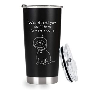 laldec get well soon gifts for women post after surgery, grief gifts for women, surgery recovery gifts for women men, at least you don’t have to wear a cone 20 oz tumbler